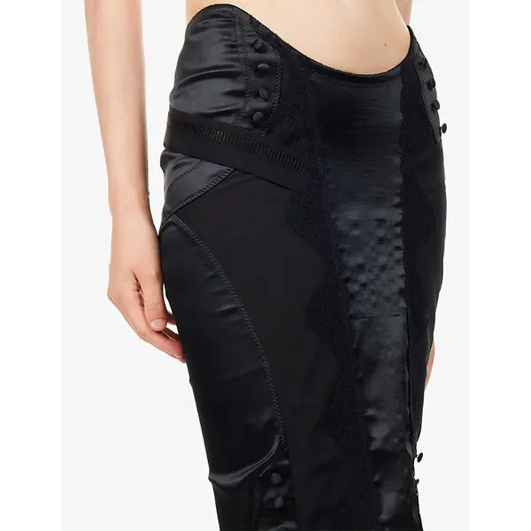 DILARA FINDIKOGLU Behind The Window" Stretch-satin And Mesh Knee-length Skirt