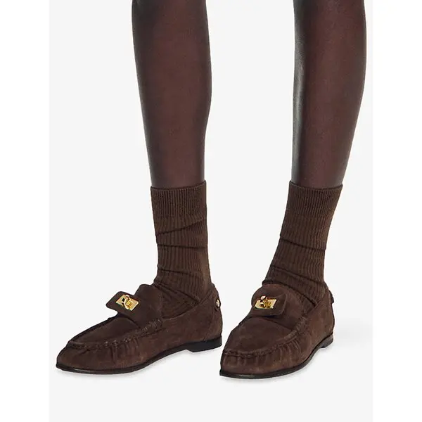 Sandro Suede Loafers With Clasp Embellishment