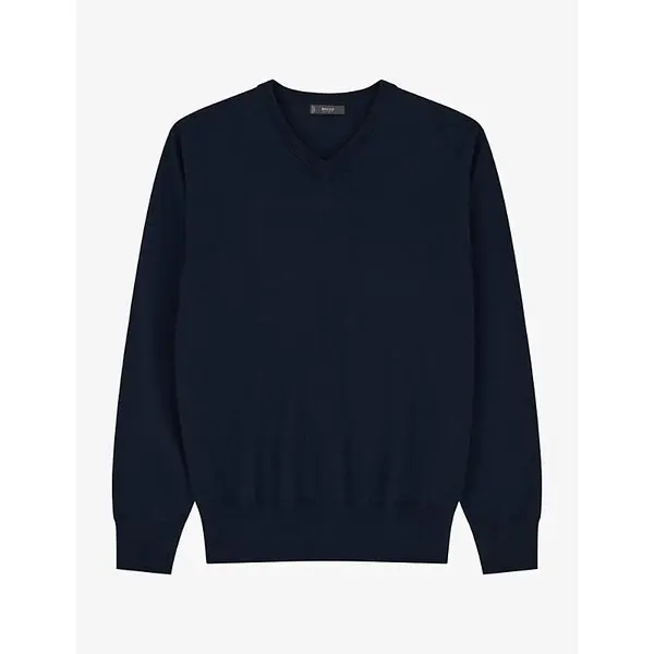 Boggi Milano Long-sleeved Knitted Wool Polo Jumper