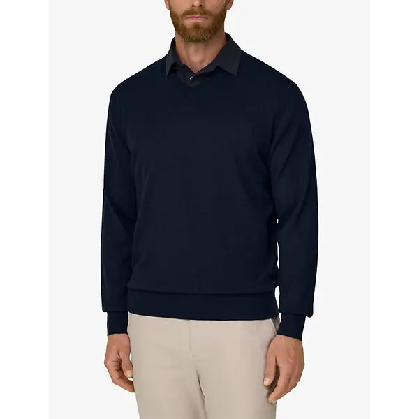Boggi Milano Long-sleeved Knitted Wool Polo Jumper