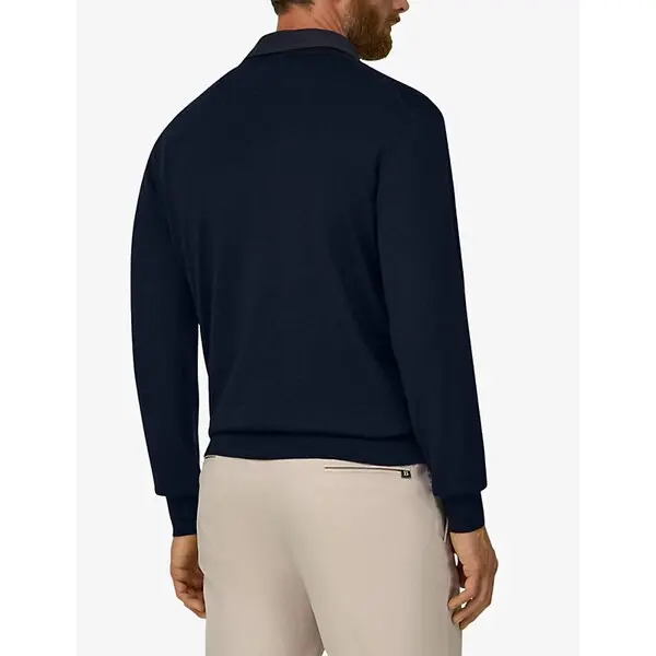 Boggi Milano Long-sleeved Knitted Wool Polo Jumper