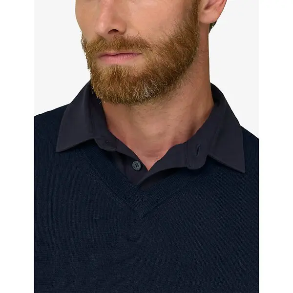 Boggi Milano Long-sleeved Knitted Wool Polo Jumper