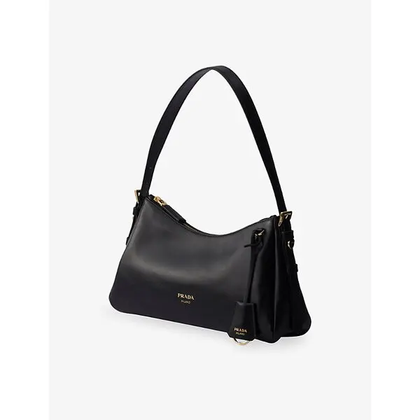 Prada Aimée Medium Leather Shoulder Bag - Black