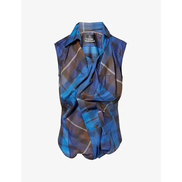 VIVIENNE WESTWOOD Check Wool Shirt - Blue Brown