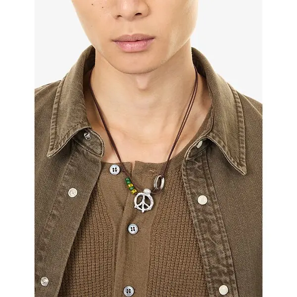 TWOJEYS Knotted Peace Out Sterling Silver-plated Brass Necklace