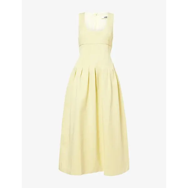 Oddmuse Cinched Cotton-blend Midi Dress
