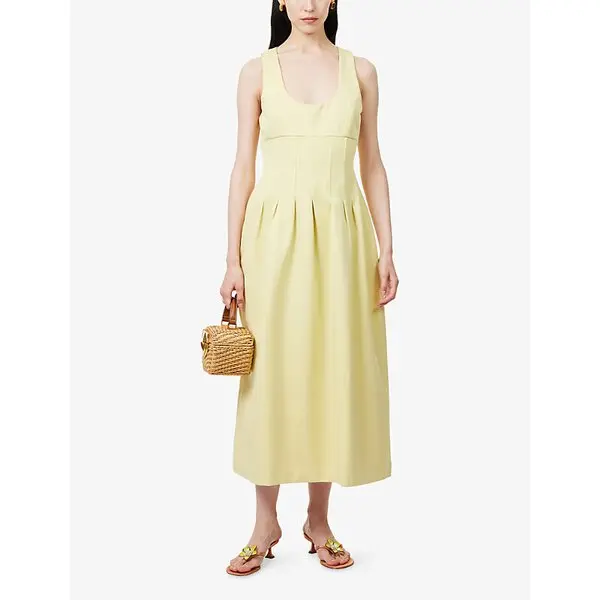 Oddmuse Cinched Cotton-blend Midi Dress