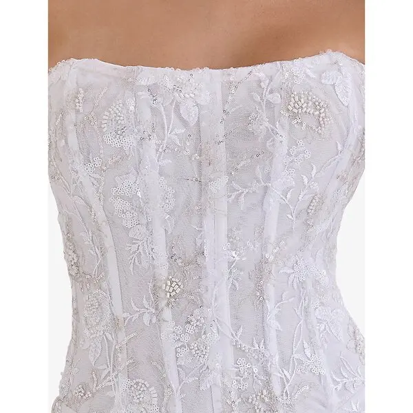 House Of Cb Anisa Hand Beaded Strapless Maxi Dress - White