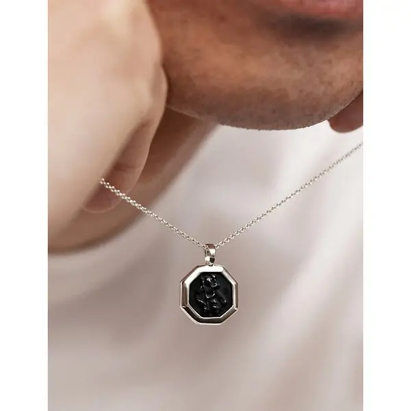 Monica Vinader Sterling Black Onyx St Christopher Pendant