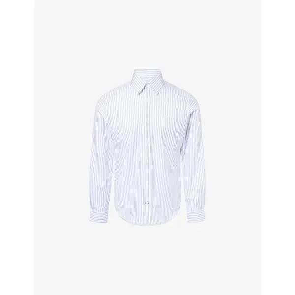 Dunhill Striped Pointed-collar Textured-cotton Shirt