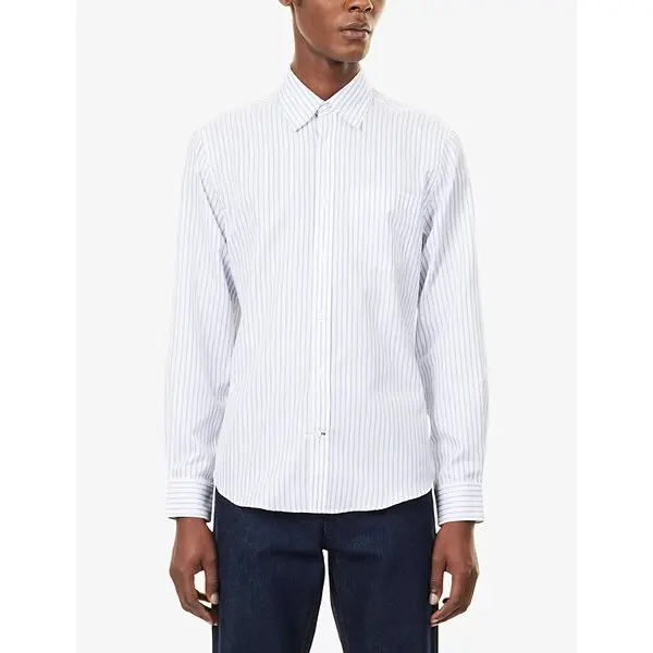 Dunhill Striped Pointed-collar Textured-cotton Shirt