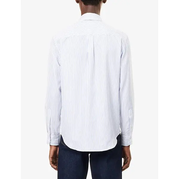 Dunhill Striped Pointed-collar Textured-cotton Shirt