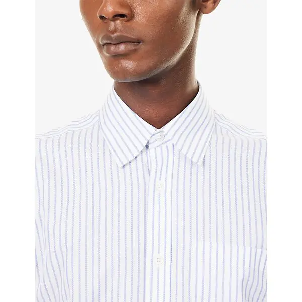 Dunhill Striped Pointed-collar Textured-cotton Shirt