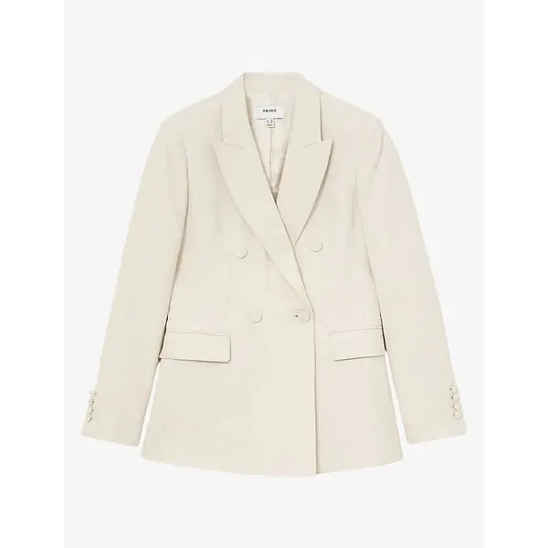 REISS Ottie Double-breasted Jacquard Blazer