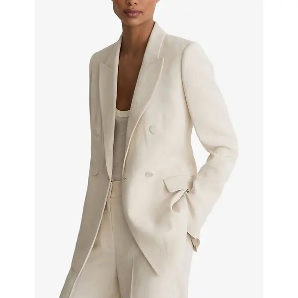 REISS Ottie Double-breasted Jacquard Blazer