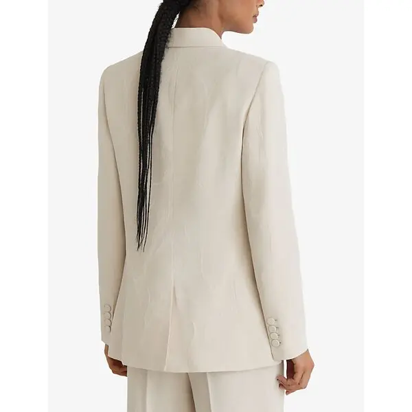 REISS Ottie Double-breasted Jacquard Blazer