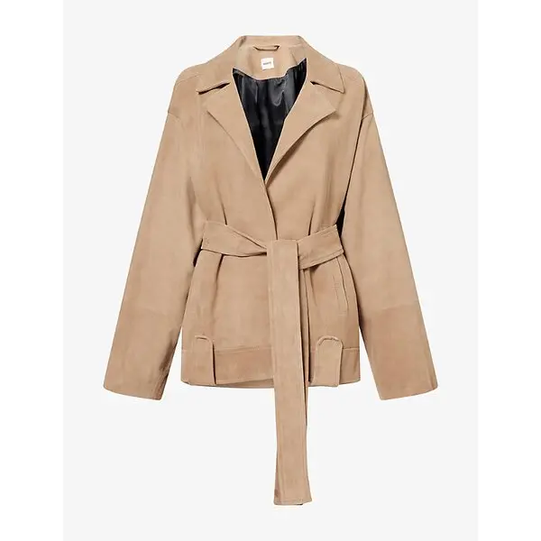 Khaite Alder Belted Suede Jacket - Khaki