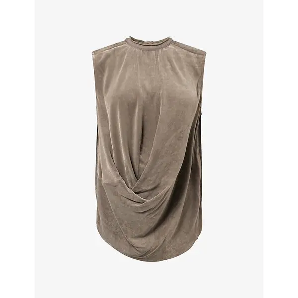 Rick Owens Sleeveless Draped Velvet Top