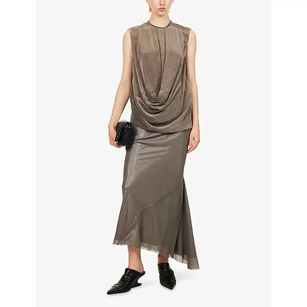Rick Owens Sleeveless Draped Velvet Top