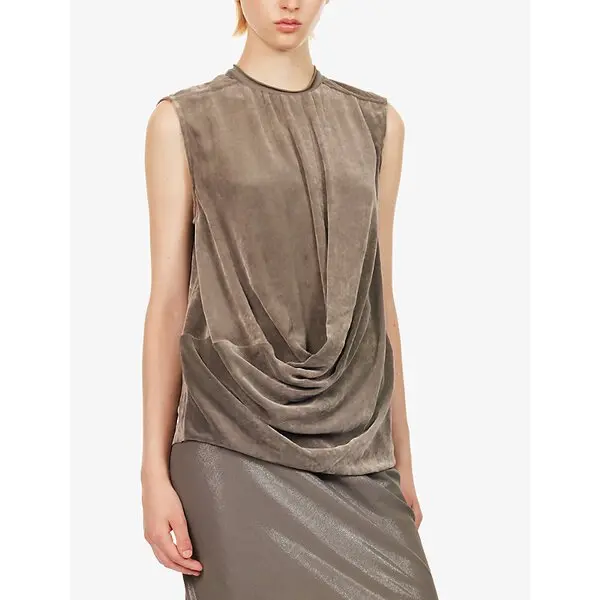 Rick Owens Sleeveless Draped Velvet Top