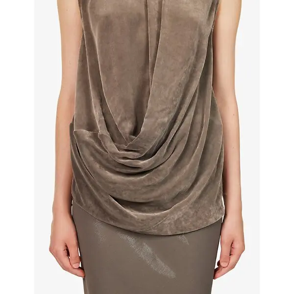 Rick Owens Sleeveless Draped Velvet Top