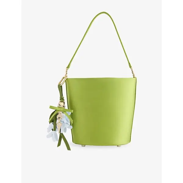 SELF-PORTRAIT Flower-charm Bucket Satin Handbag