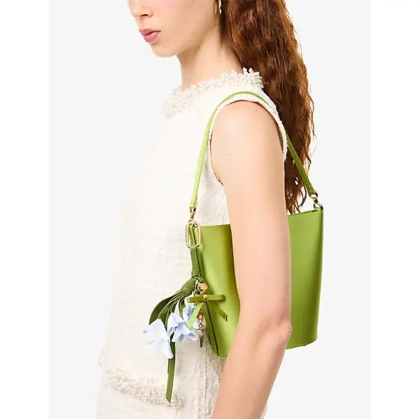 SELF-PORTRAIT Flower-charm Bucket Satin Handbag