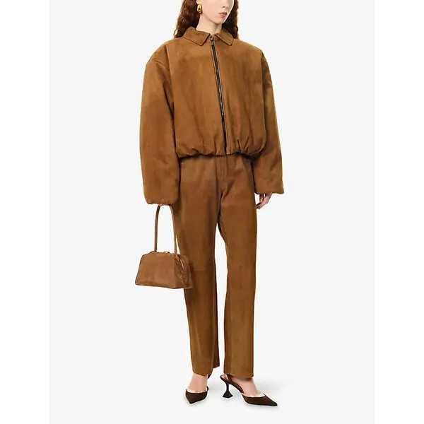 Magda Butrym Cropped Suede Jacket With Elasticated Hem