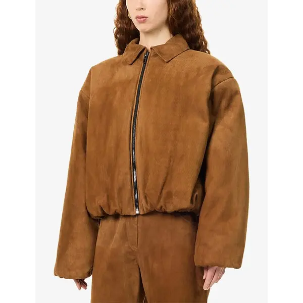 Magda Butrym Cropped Suede Jacket With Elasticated Hem