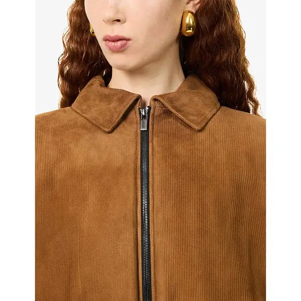 Magda Butrym Cropped Suede Jacket With Elasticated Hem