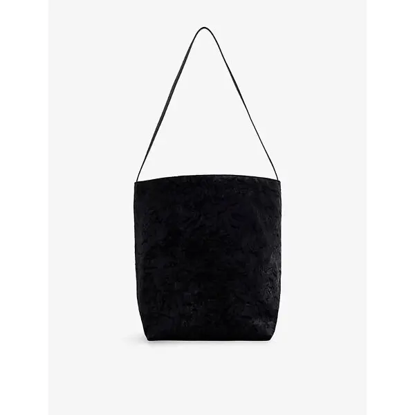 VALESQUE Small Crushed Velvet Bucket Bag