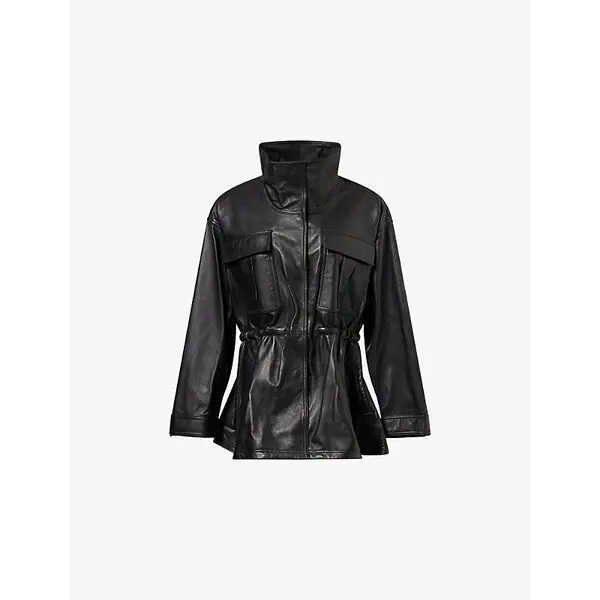 ROHE FRAMES Funnel-neck Sculptural Leather Jacket