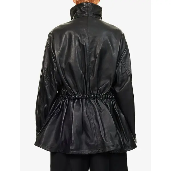ROHE FRAMES Funnel-neck Sculptural Leather Jacket