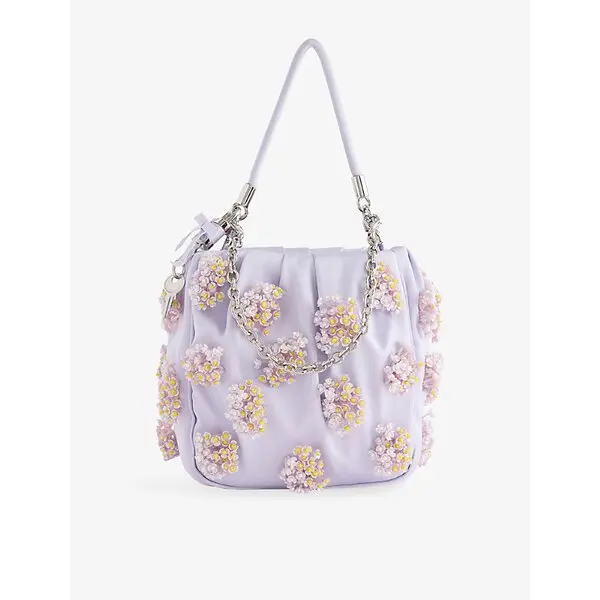SELF-PORTRAIT Floral Embellished Satin Handbag