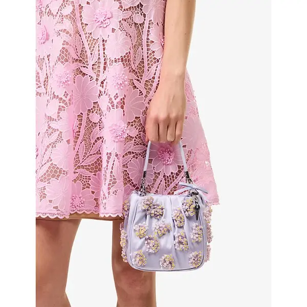 SELF-PORTRAIT Floral Embellished Satin Handbag