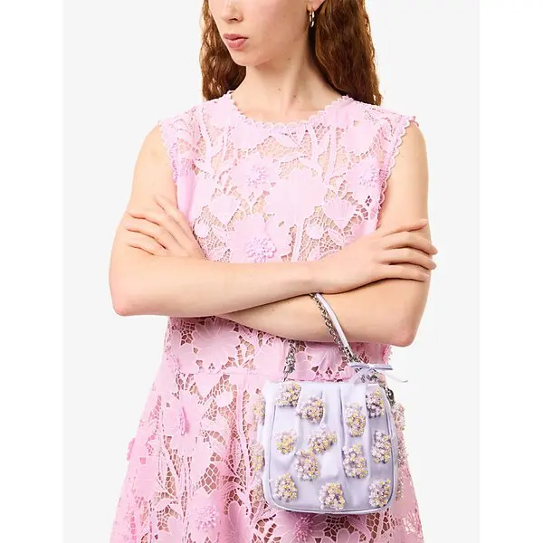 SELF-PORTRAIT Floral Embellished Satin Handbag