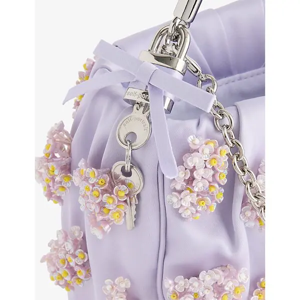 SELF-PORTRAIT Floral Embellished Satin Handbag