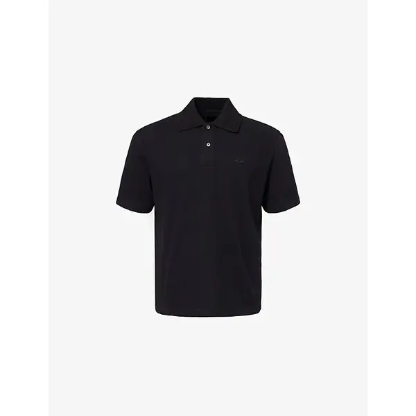 Loewe Anagram-embroidered Cotton Polo Shirt - Black