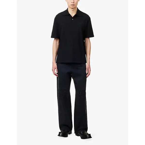 Loewe Anagram-embroidered Cotton Polo Shirt - Black