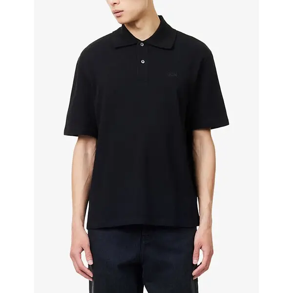 Loewe Anagram-embroidered Cotton Polo Shirt - Black