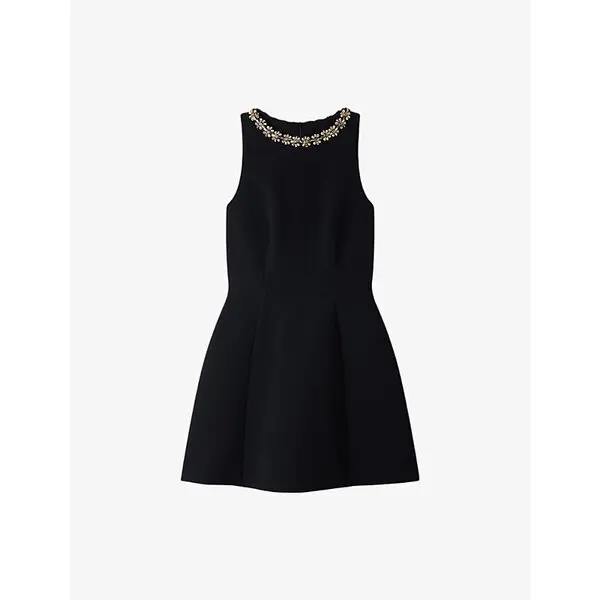 Sandro Sleeveless Jewel-embellished Woven Mini Dress