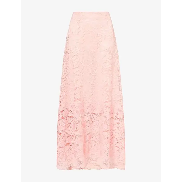 Mona Alshebil Lace Maxi Skirt - Peach