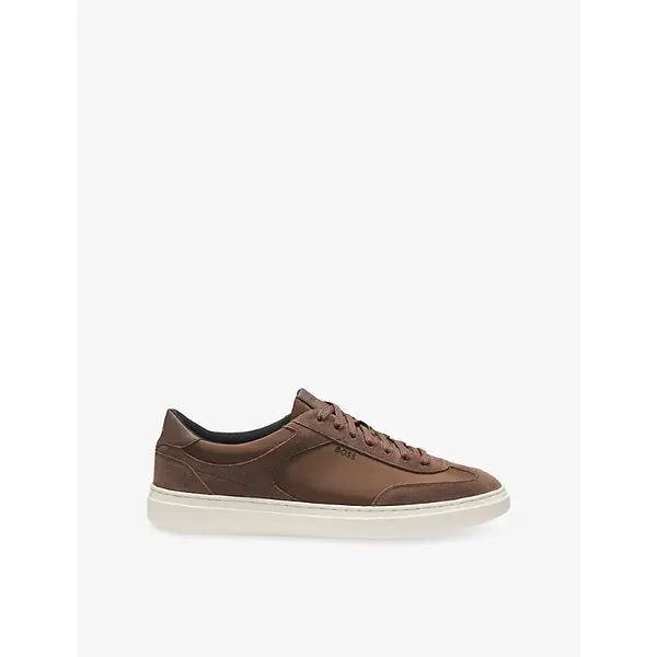 BOSS Branded Suede And Leather Lace-up Trainers