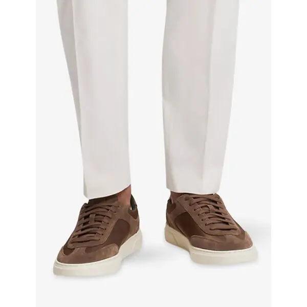 BOSS Branded Suede And Leather Lace-up Trainers