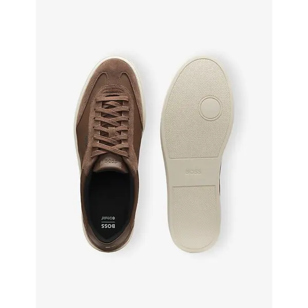 BOSS Branded Suede And Leather Lace-up Trainers