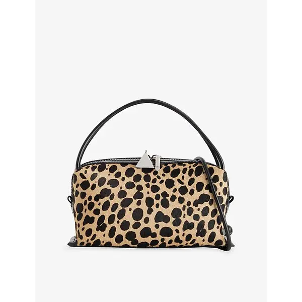 VERAFIED Café Mini Print Calf-hair Shoulder Bag