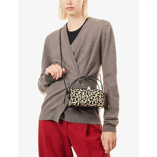 VERAFIED Café Mini Print Calf-hair Shoulder Bag