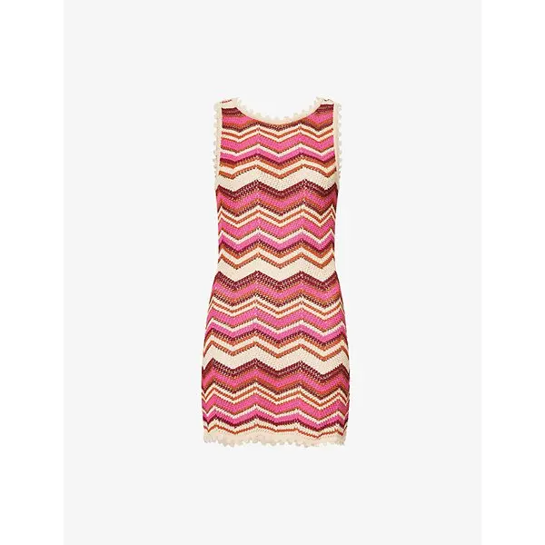 Devon Windsor Alba Zigzag-pattern Knitted Mini Dress