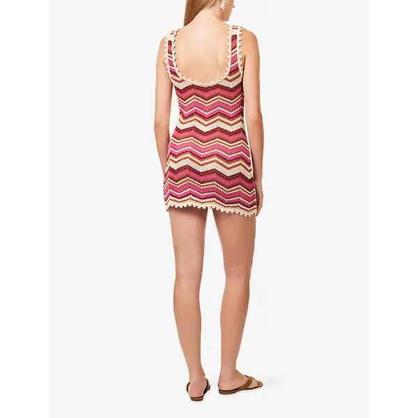 Devon Windsor Alba Zigzag-pattern Knitted Mini Dress