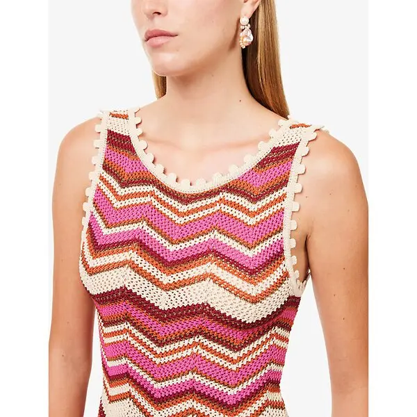 Devon Windsor Alba Zigzag-pattern Knitted Mini Dress